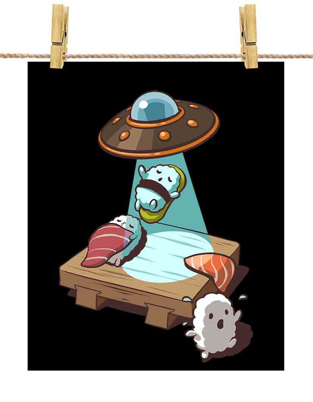 Sushi UFO Alien Abduction Poster Print Wall Art Home - Etsy