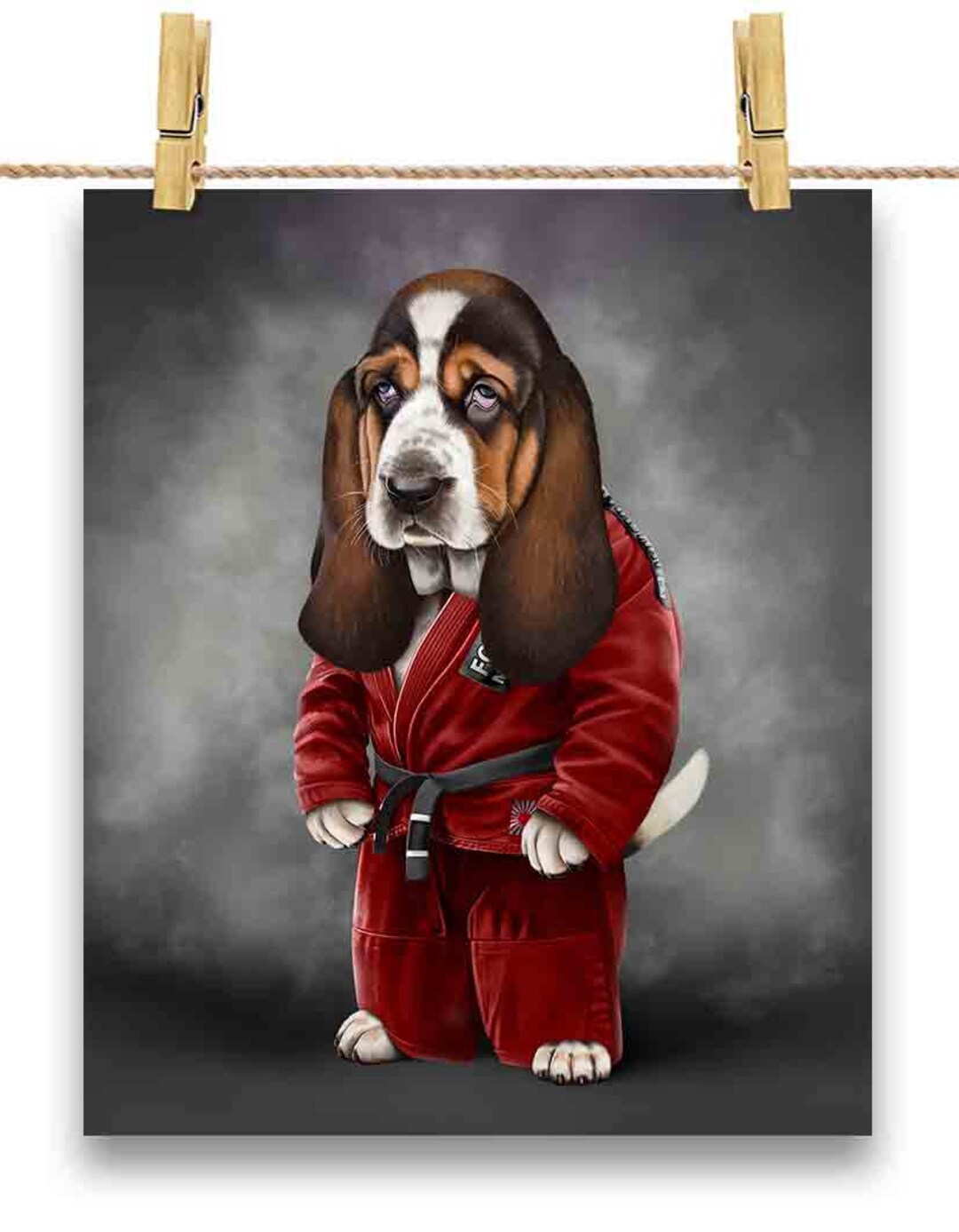 Basset Hound Dog Judo Karate Master in Red Judogi Custom - Etsy