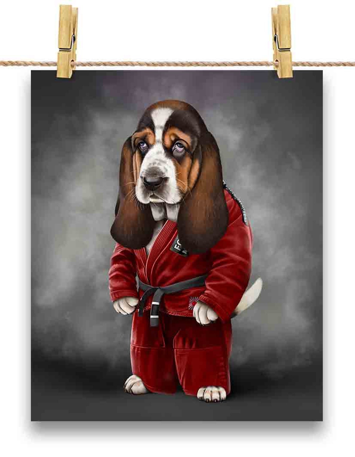 Basset Hound Dog Judo Karate Master in Red Judogi Custom - Etsy