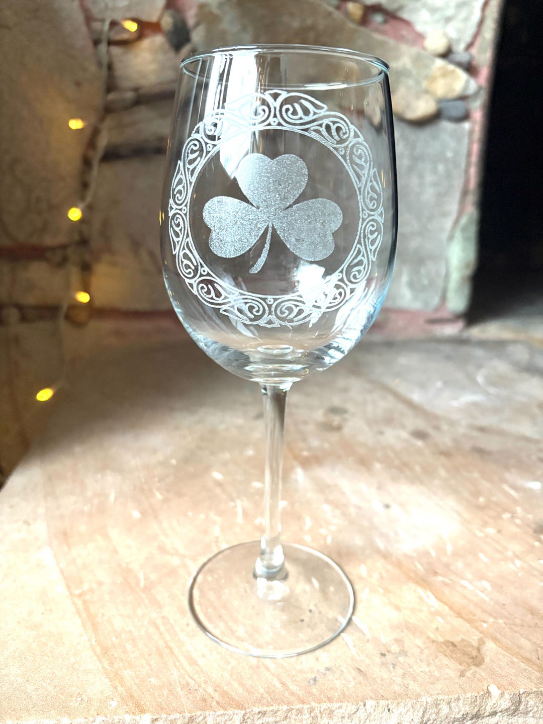 Shamrock Wine Glass With Stem Laser Engraved Can Be Personalized 6 ...