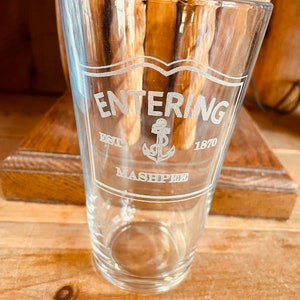Entering Cape Cod Towns Pint Mixing Glass With Anchor Design Holds 16 ...