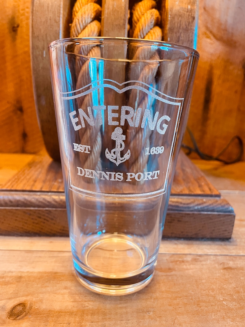 Entering Cape Cod Towns Pint Mixing Glass With Compass Rose - Etsy