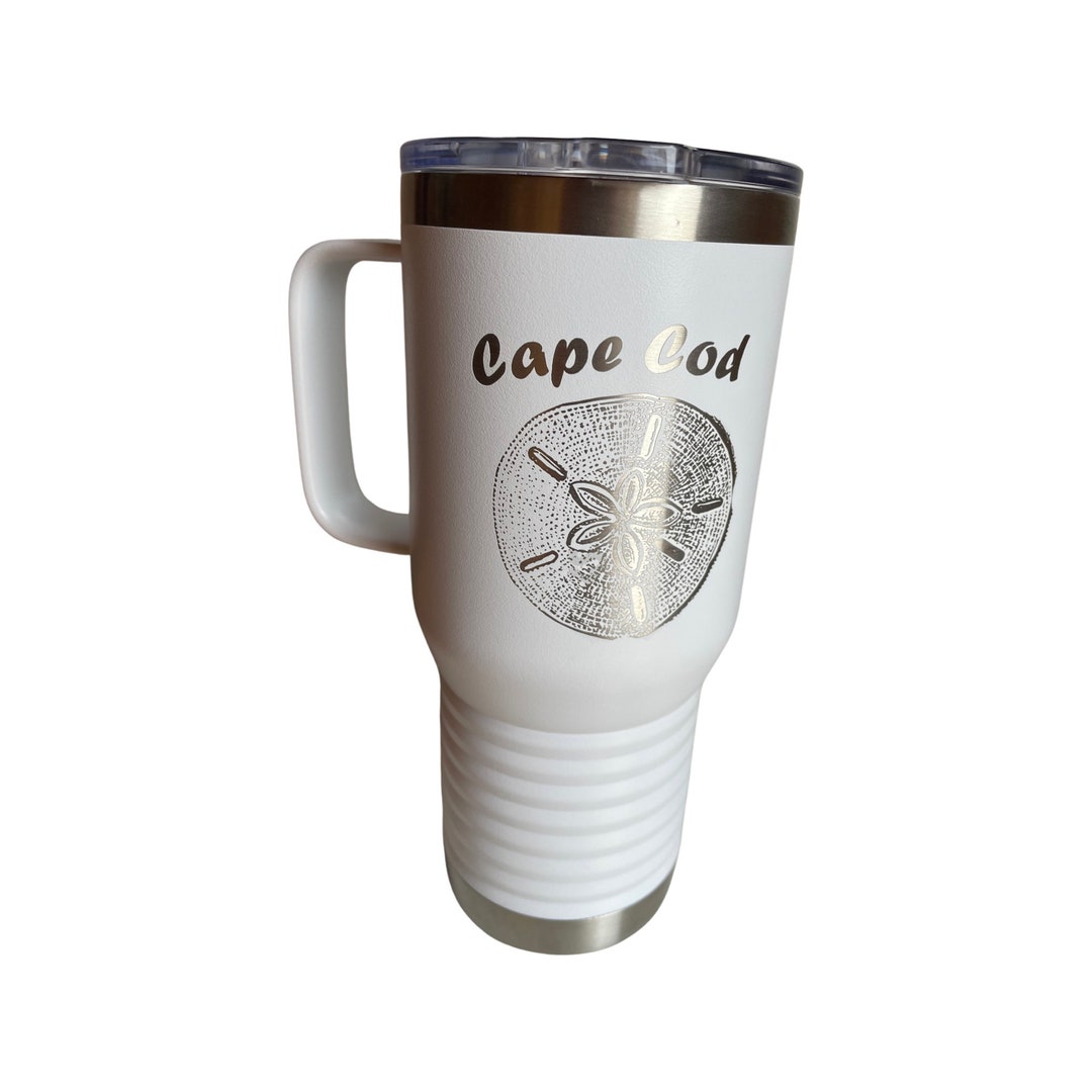 Sand Dollar Travel Mug With Handle and Slider Lid 20 Ounce Vacuum ...