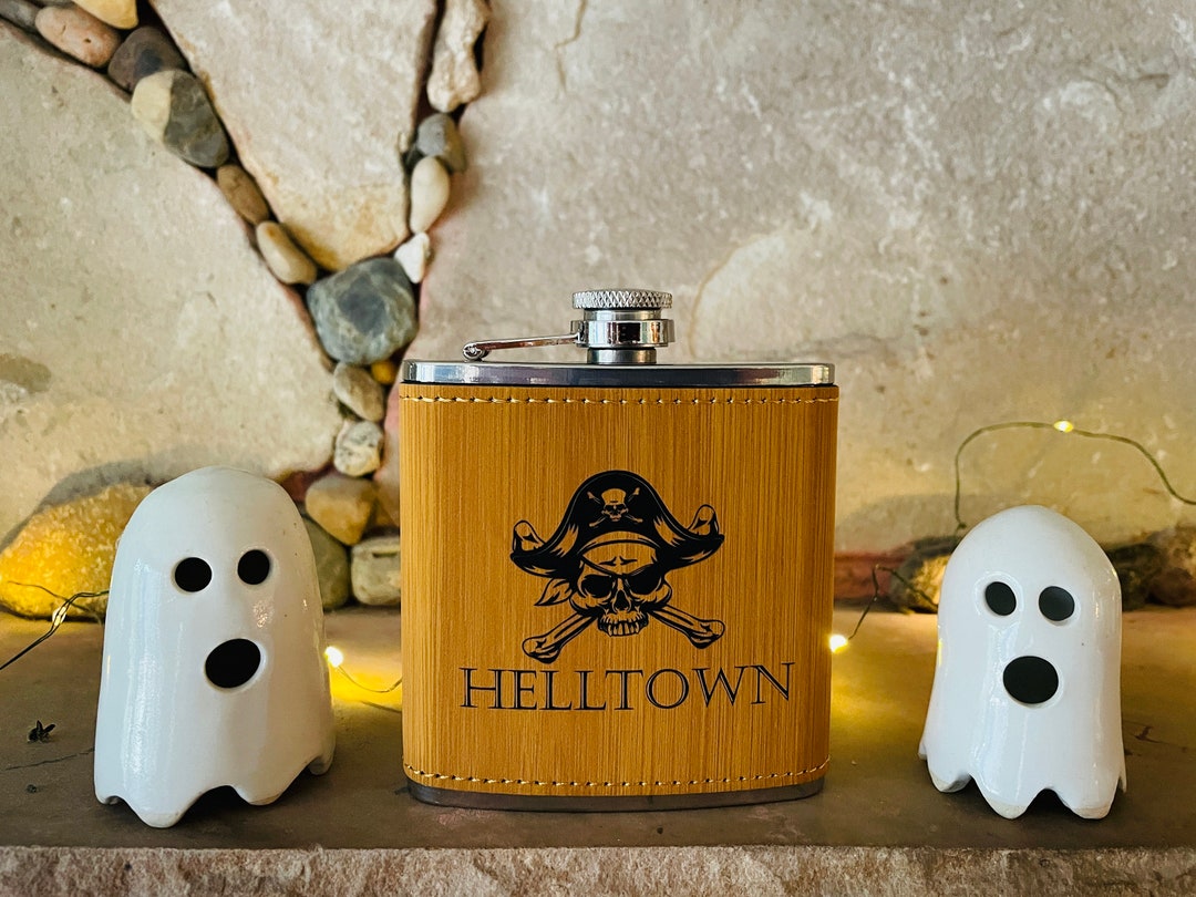 Pirate Flask Stainless Steel Leatherette Curved to Fit Hip or Pocket ...