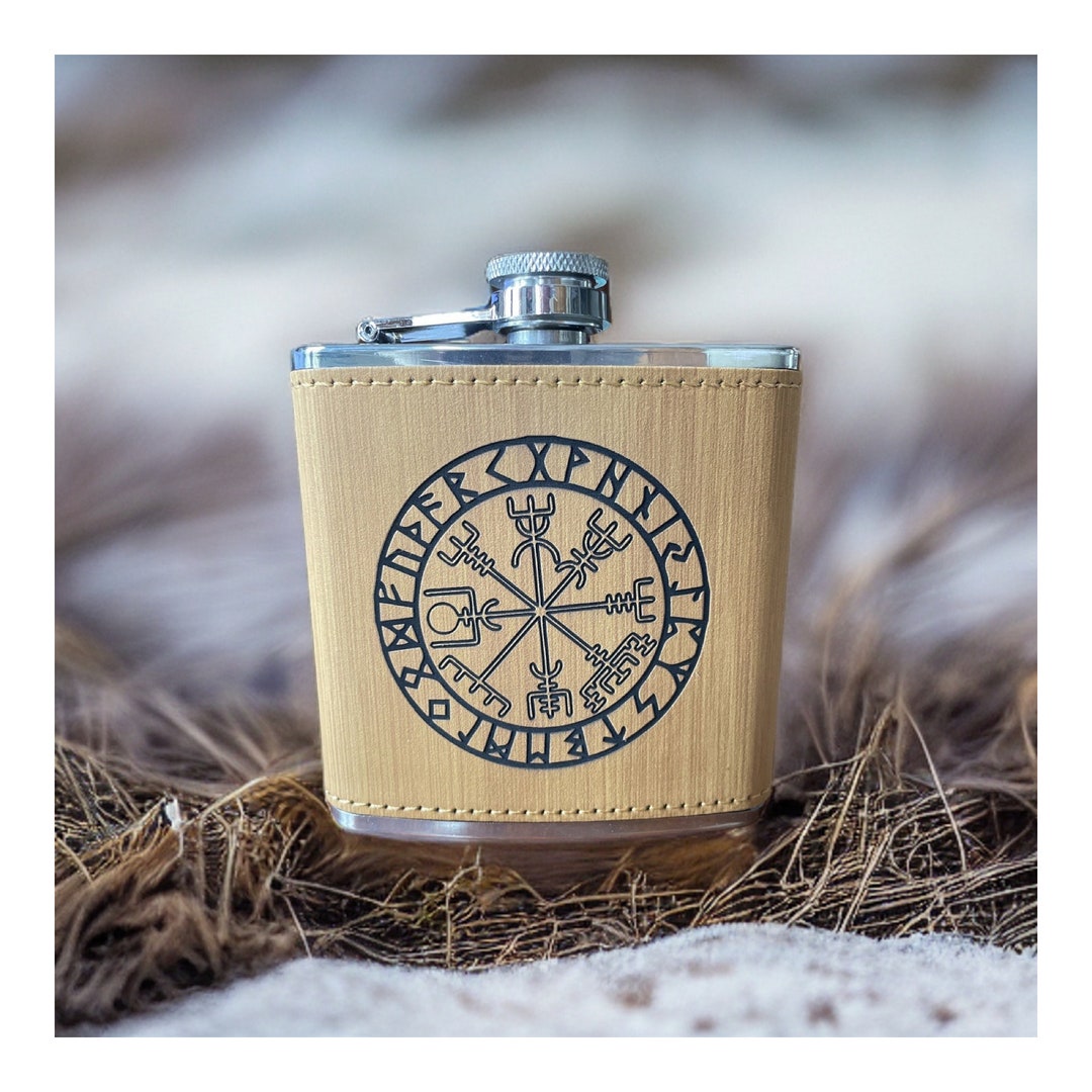 Vegvisir Viking Compass Hip Flask Laser Engraved 19 Colors Available - Etsy