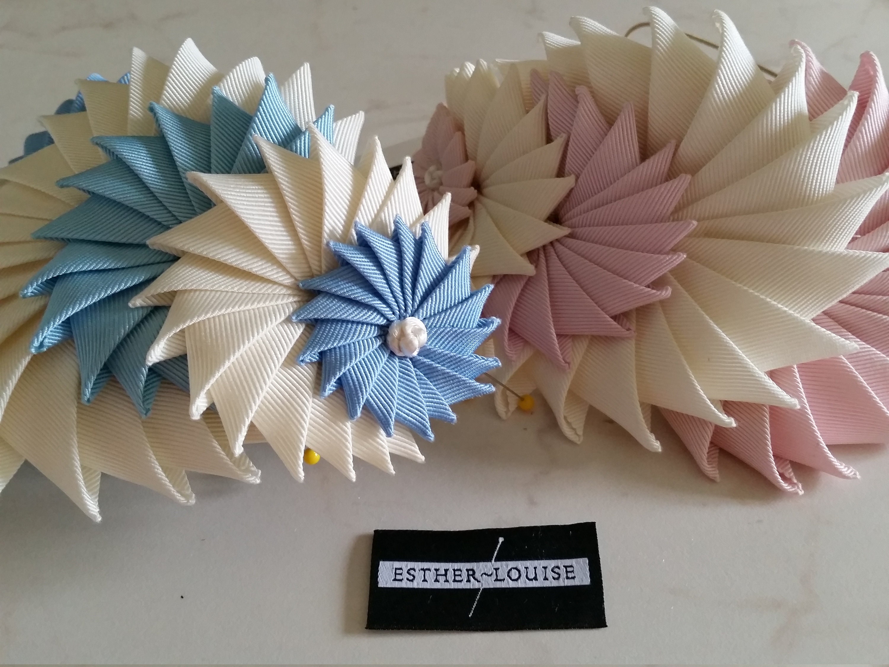 Ivory & Pink Origami Ribbon Headband - Etsy