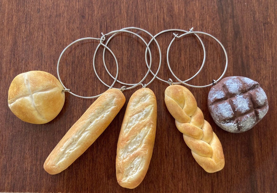 Breads From Around the World Polymer Clay Wine Charms. Set of 5 Bread ...