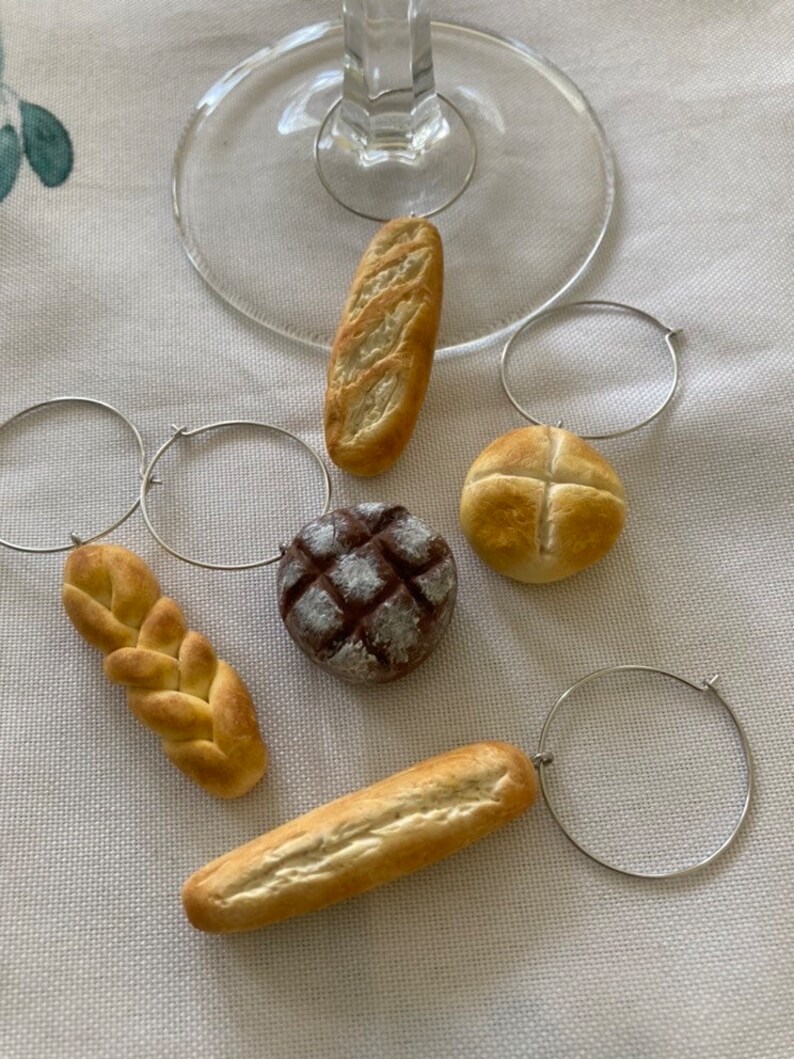 Breads From Around the World Polymer Clay Wine Charms. Set of 5 Bread ...