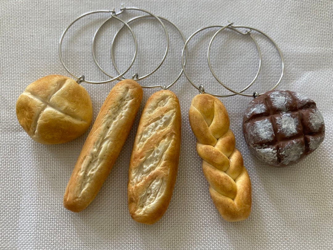 Breads From Around the World Polymer Clay Wine Charms. Set of 5 Bread ...