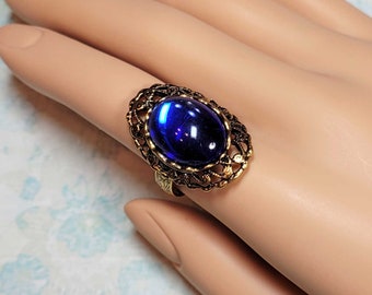 Blue Glass Antique Ring - Etsy