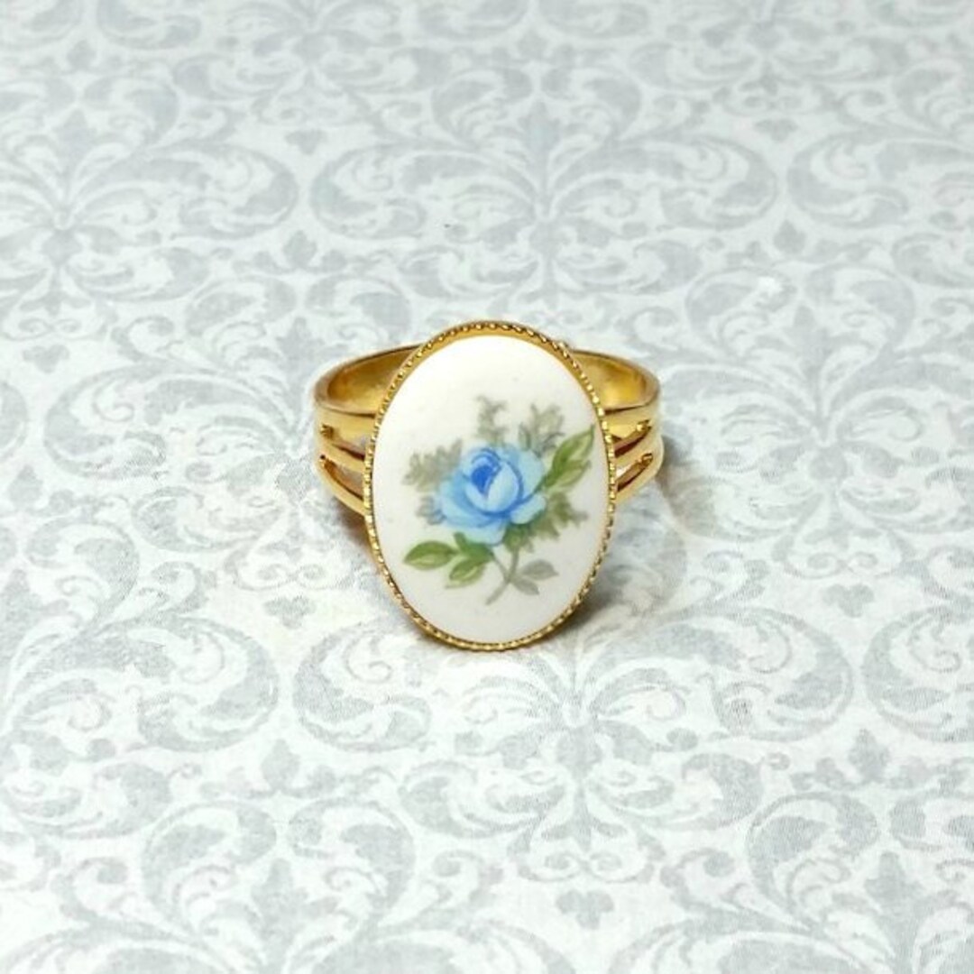 Blue Rose Ring Antique Style Ring Victorian Ring Vintage - Etsy