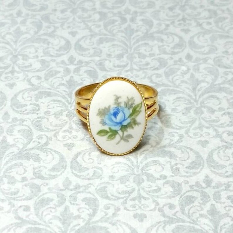 Blue Rose Ring Antique Style Ring Victorian Ring Vintage | Etsy
