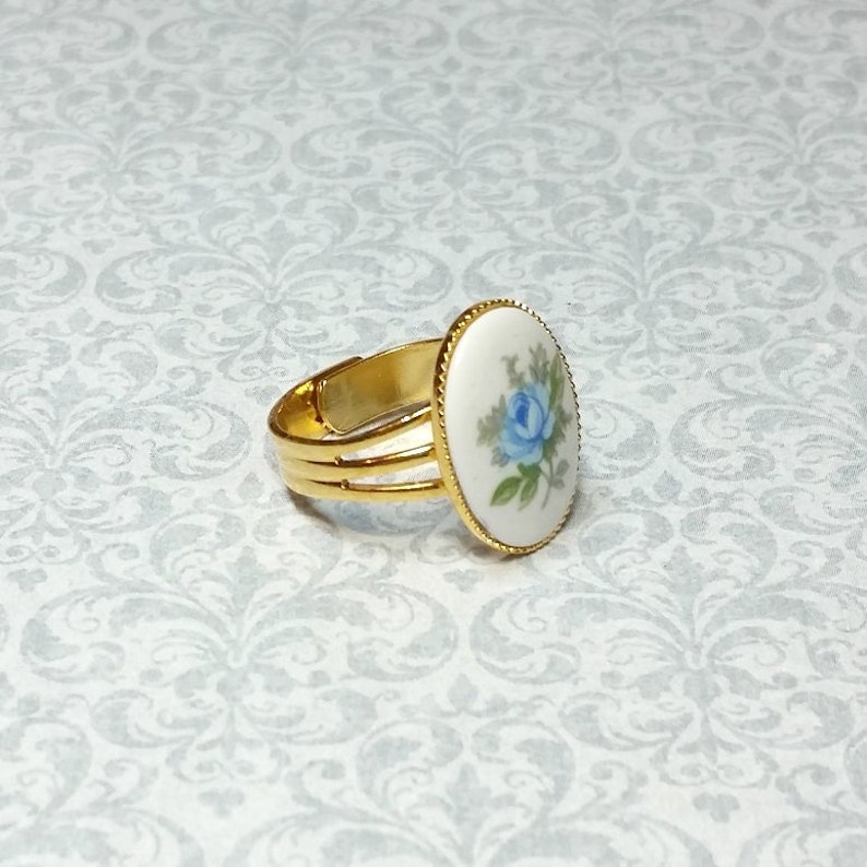 Blue Rose Ring, Antique Style Ring, Victorian Ring, Vintage Style Ring ...