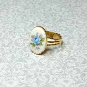 Blue Rose Ring, Antique Style Ring, Victorian Ring, Vintage Style Ring ...