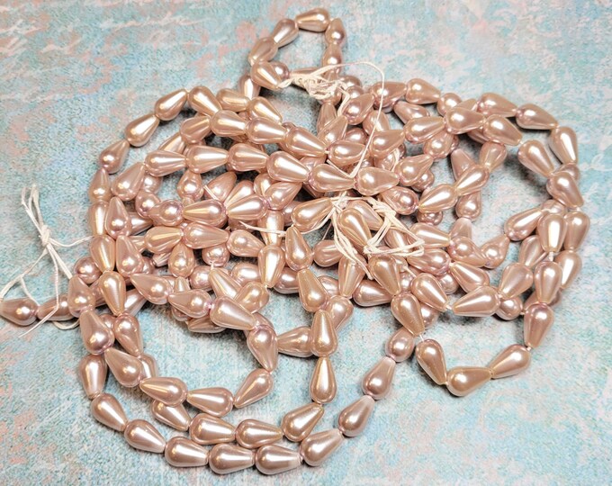 Vintage Czech Glass Teardrop Pearls, Light Taupe Color Glass Pearls, 1 ...