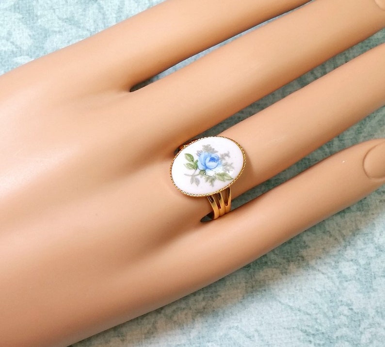 Blue Rose Ring Antique Style Ring Victorian Ring Vintage - Etsy