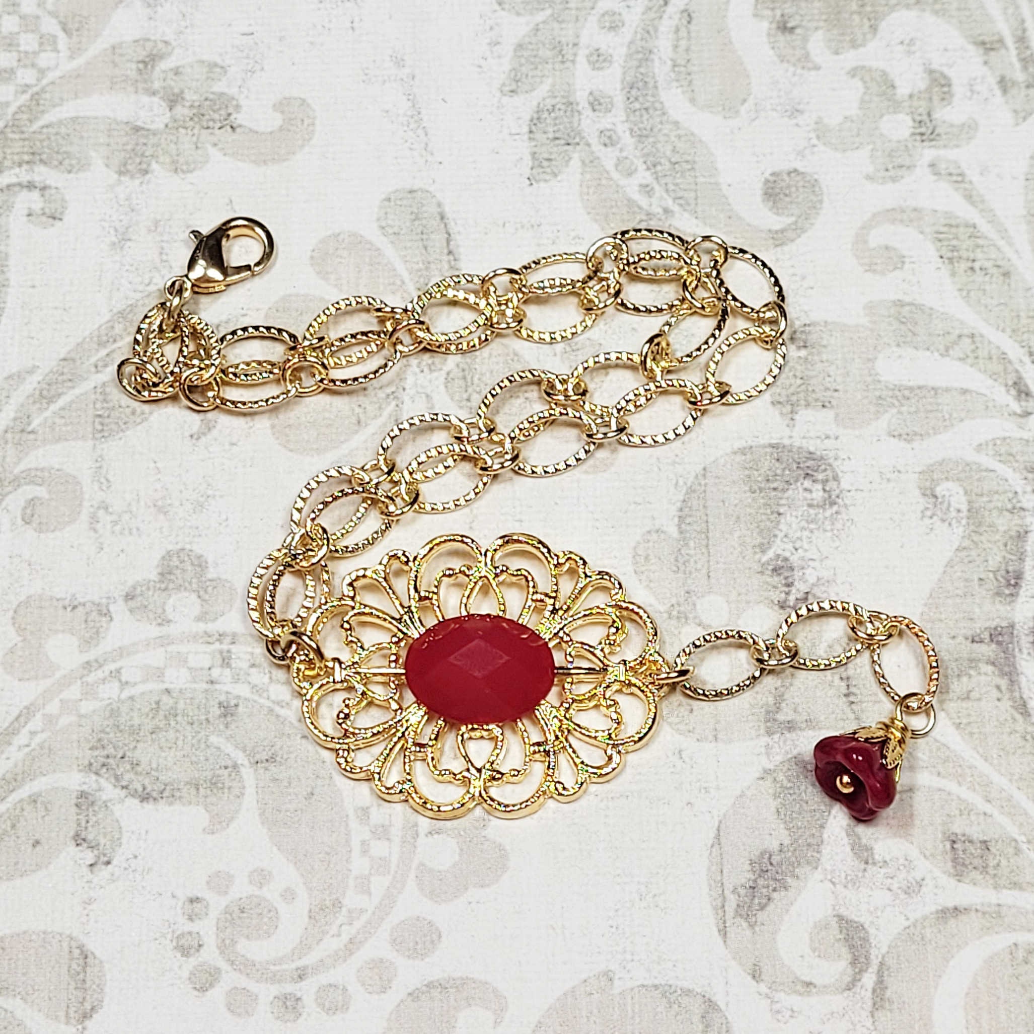 Vintage Style Charm Bracelet Red Bracelet Multi Chain | Etsy