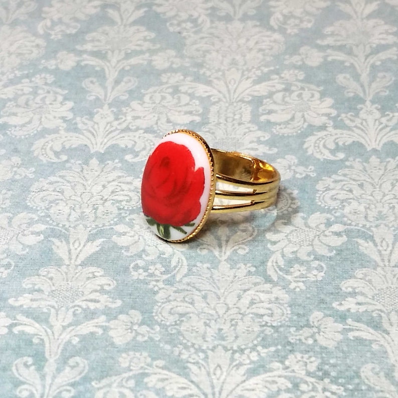 Red Rose Ring Vintage Rose Cameo Ring Rosebud Ring Vintage - Etsy
