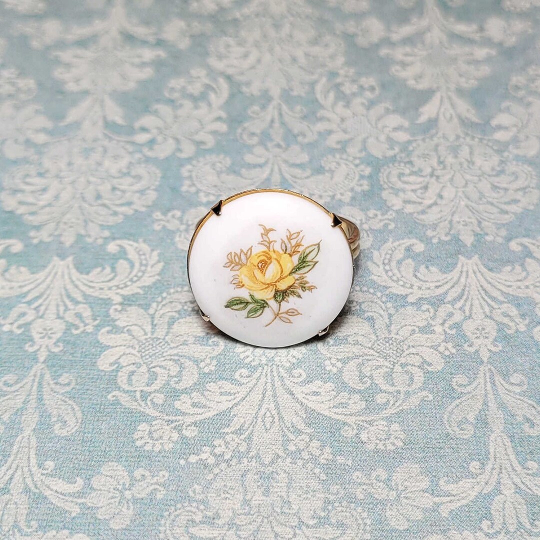 Yellow Rose Cameo Ring, Yellow Rose Ring, Vintage Style Ring, Antique ...