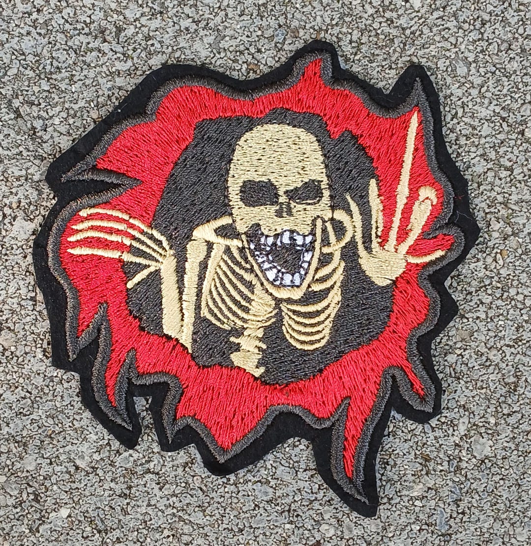 SKELETON Busting Out Iron on Patch, Bikers Patch - Etsy