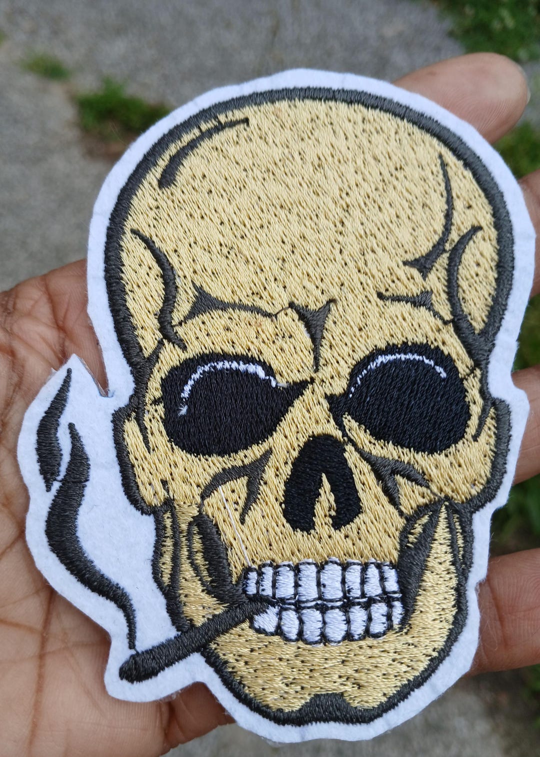 Smoking SKULL HEAD Iron on Patch, Bikers Patch, Harley - Etsy