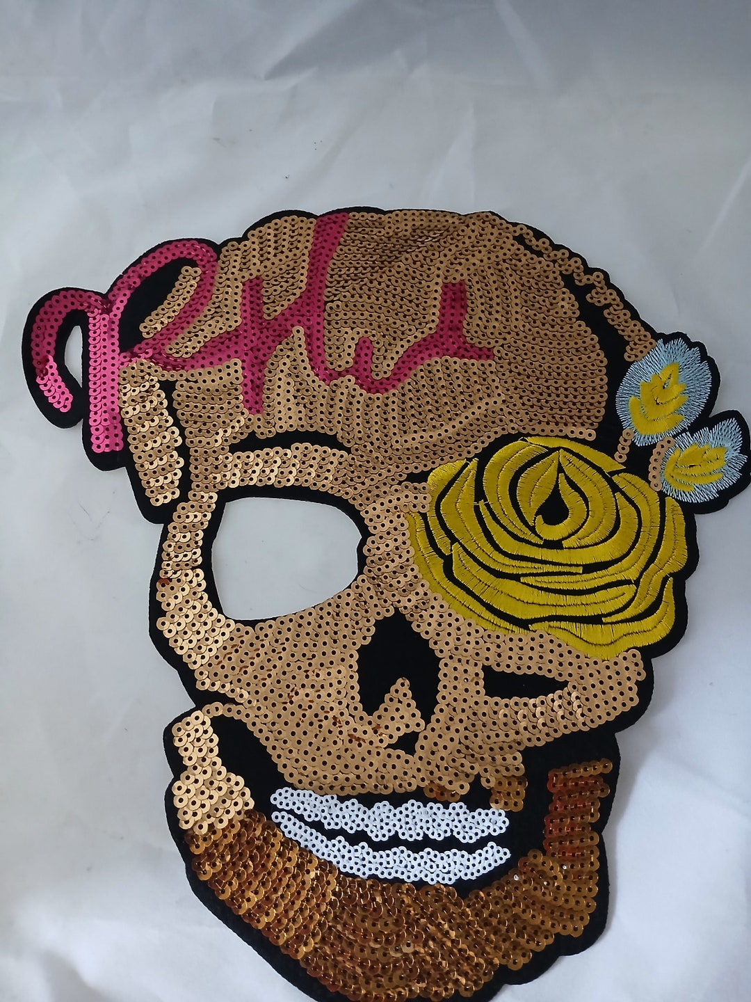 Sequin Skull Applique, Sequin Skull Patch, Skull Patch, Day of the Dead ...