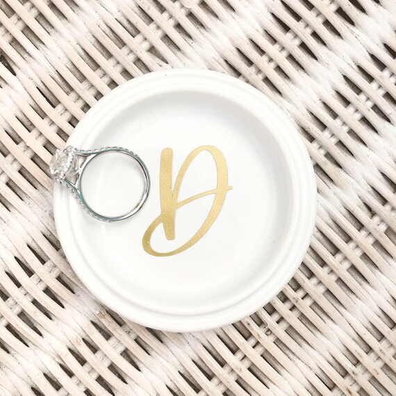 Monogram Ring Dish Custom Ring Dish Hand Lettered Monogram | Etsy