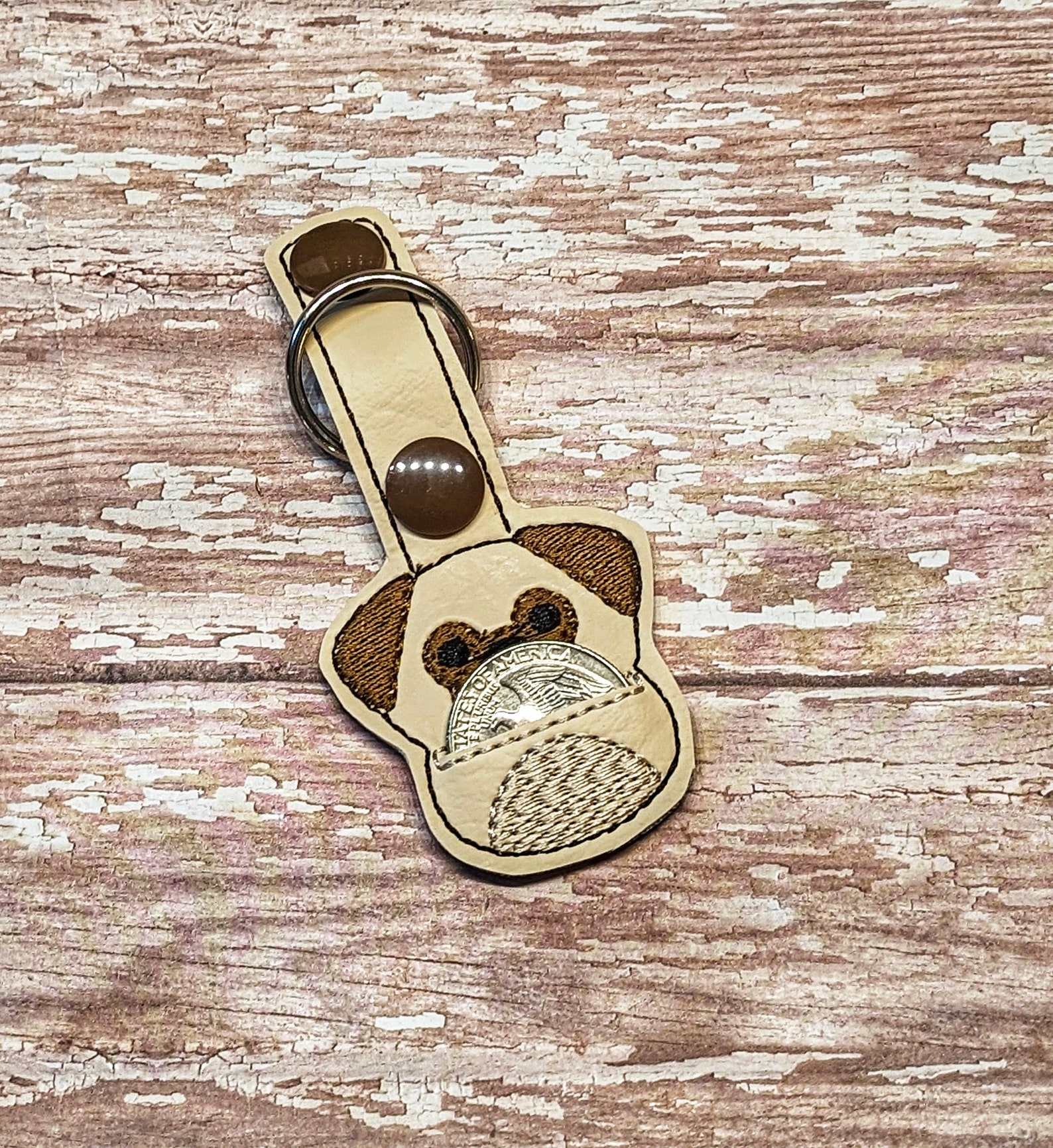 Pudgy Pug Key Chain / Fob Zipper Pull Bag Tag Quarter Keeper - Etsy