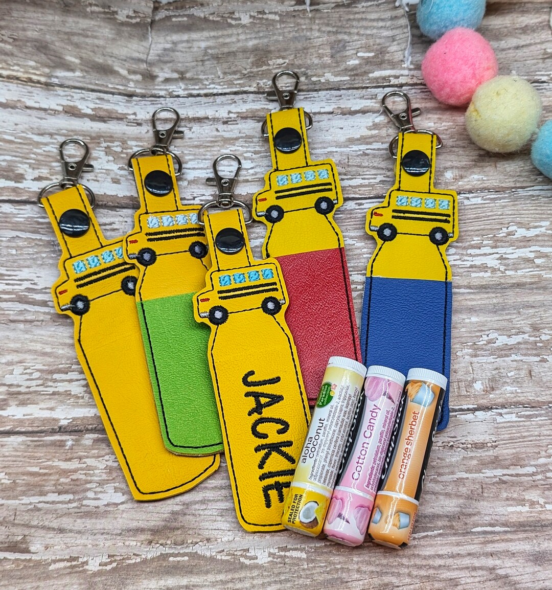 School Bus Lip Balm Holder With Optional Customization of Name or Bus ...