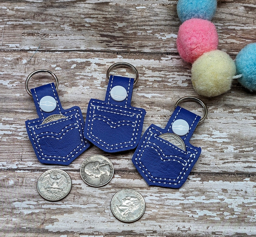 Denim Pocket Key Chain / Fob Zipper Pull Bag Tag Quarter Keeper - Etsy