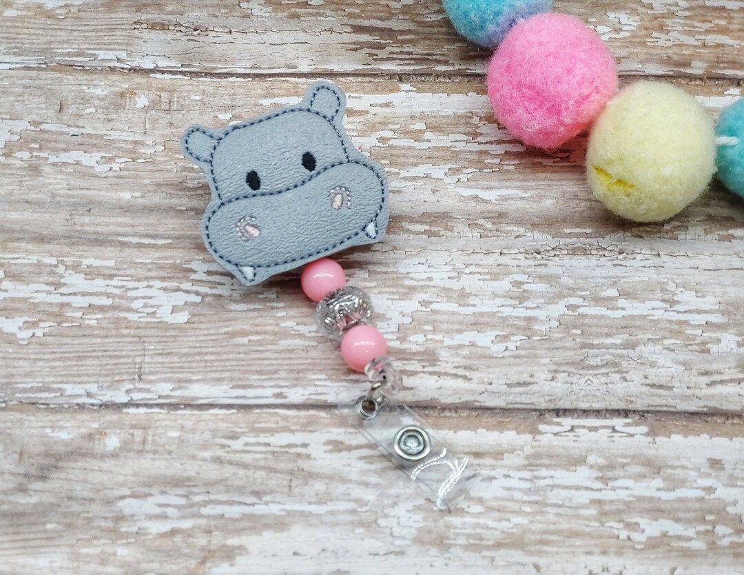 Hippo ID Badge Holder Reel*** Lots of Color Options*** - Etsy