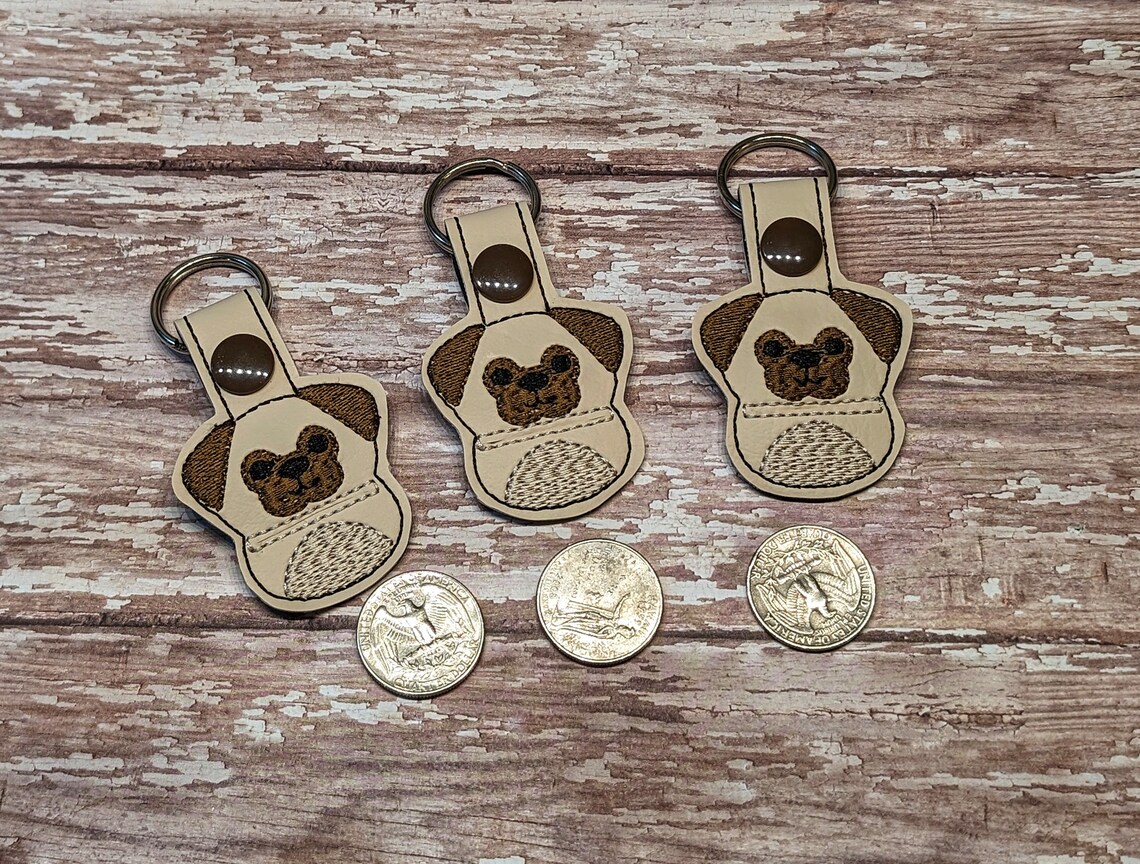 Pudgy Pug Key Chain / Fob Zipper Pull Bag Tag Quarter Keeper - Etsy