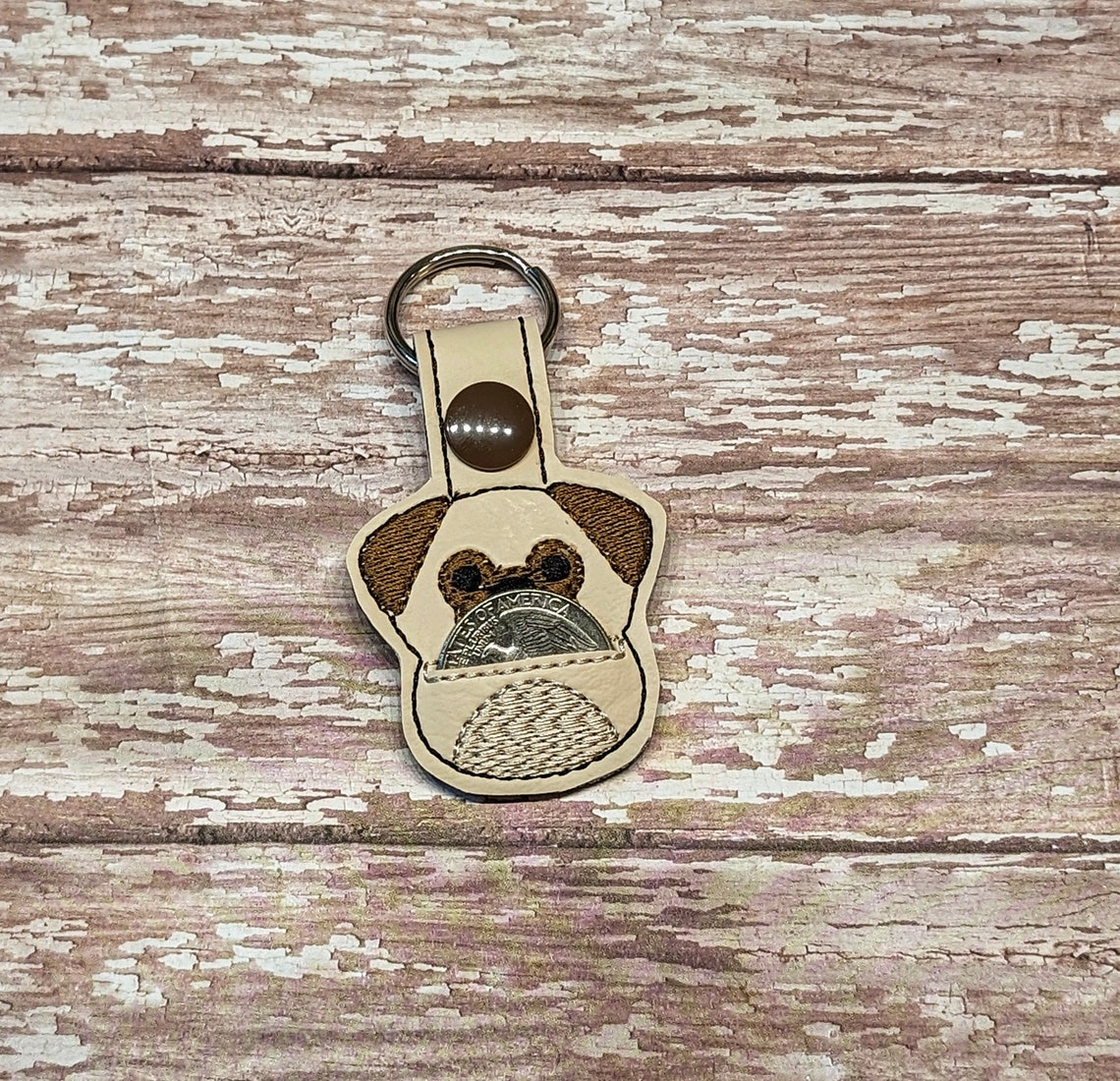 Pudgy Pug Key Chain / Fob Zipper Pull Bag Tag Quarter Keeper - Etsy