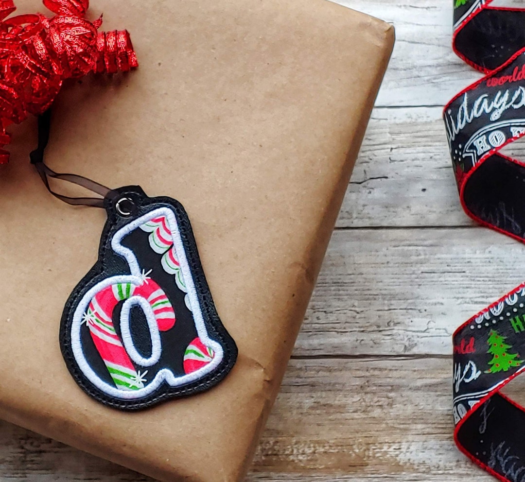 Embroidered Candy Cane Letter Ornament, Personalized Stocking Stuffer ...