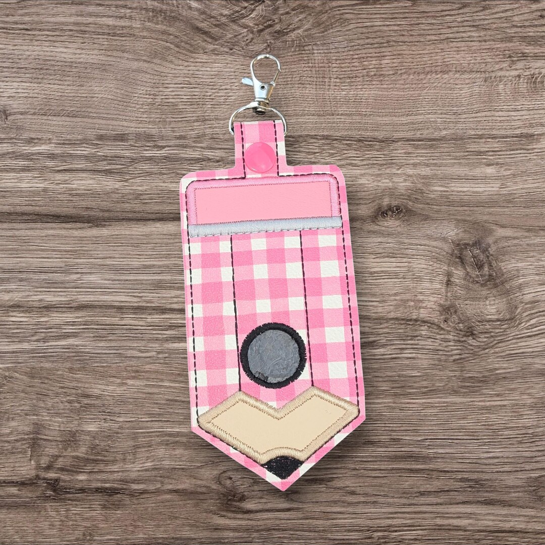 Pink Plaid Gingham Print Pencil Alarm ID Badge Holder ***with Optional ...