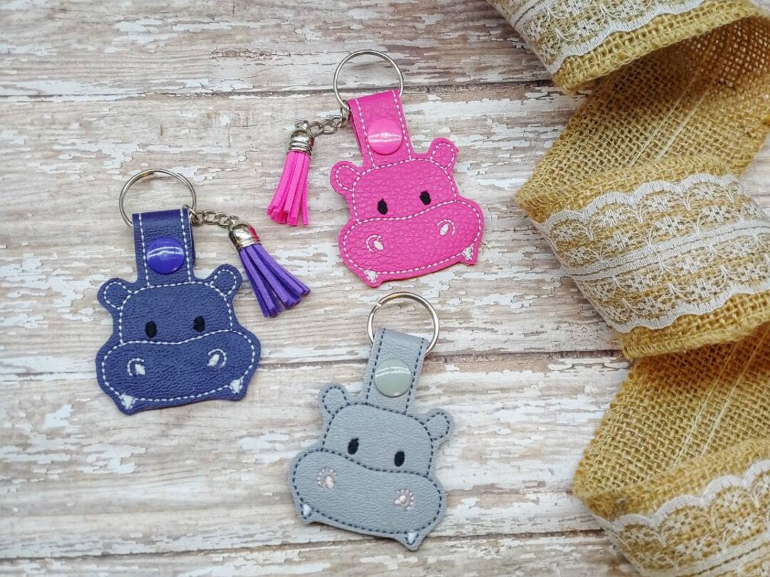Hippo Key Chain / Fob Zipper Pull Bag Tag - Etsy