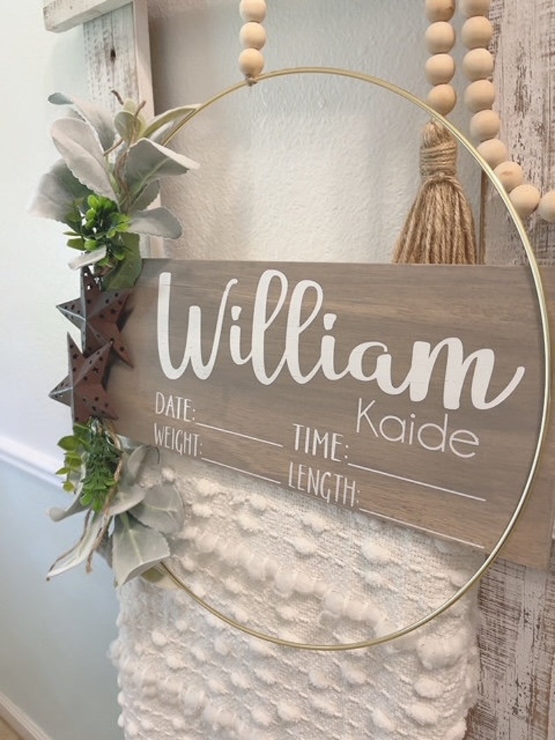 Rustic Style Hospital Door Hanger With Steel Metal Barn Stars/baby Name ...