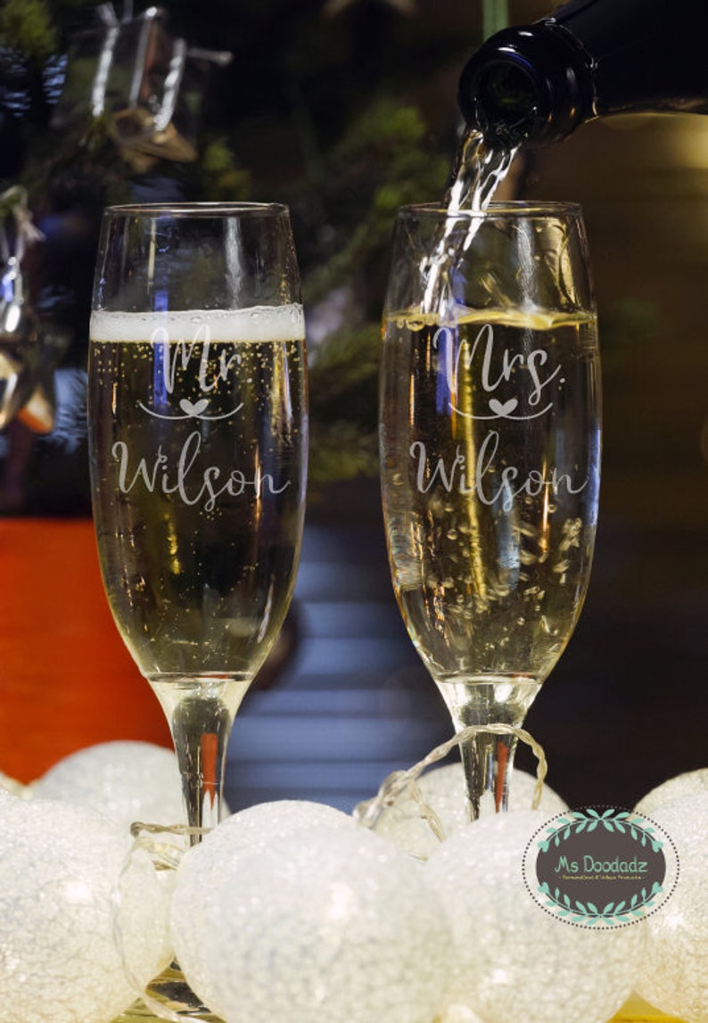 Personalized Crystal Wedding Flutes (set of 2) - Engraved Toasting ...