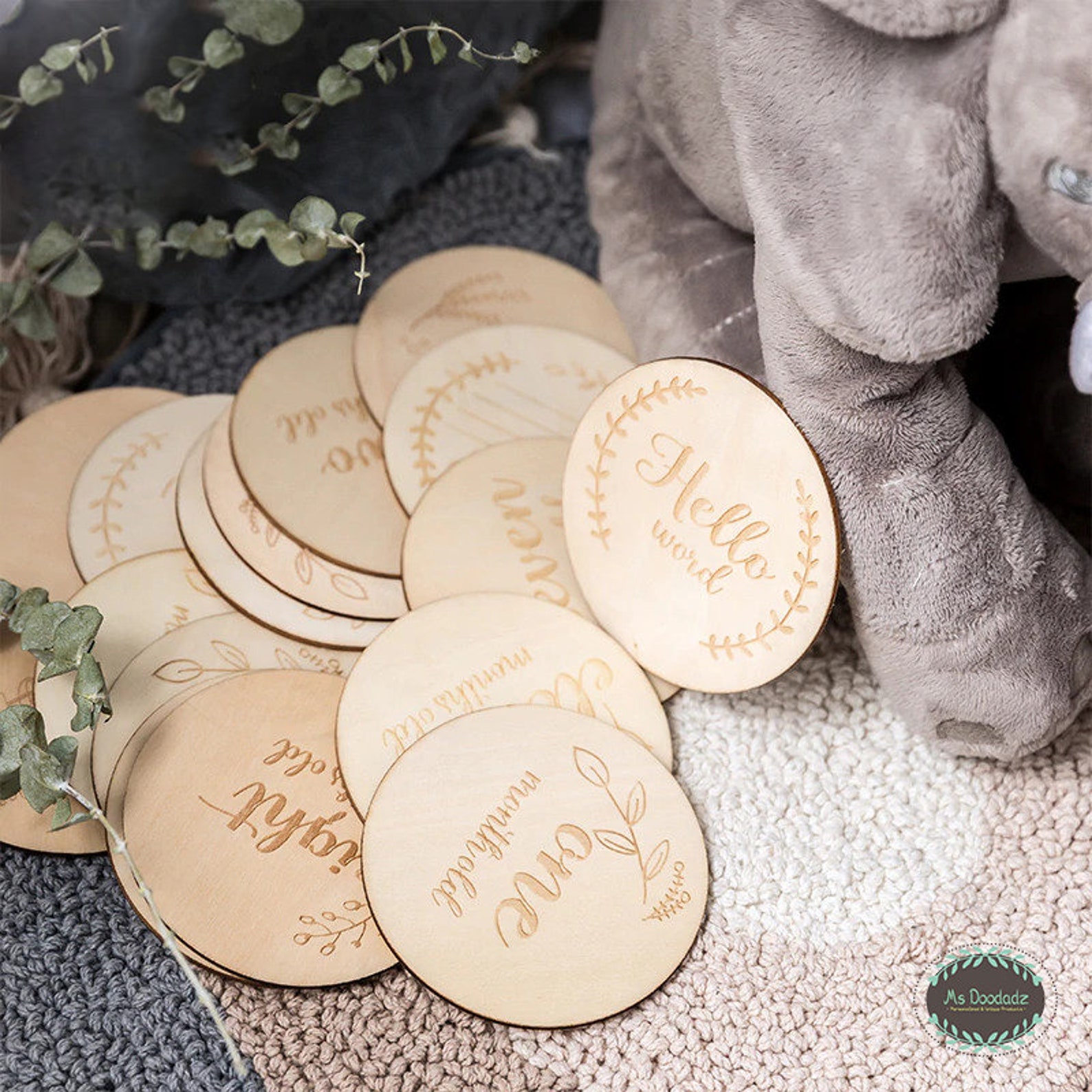 Wooden Milestone Baby Disc set of 16 Baby Milestone Cards - Etsy