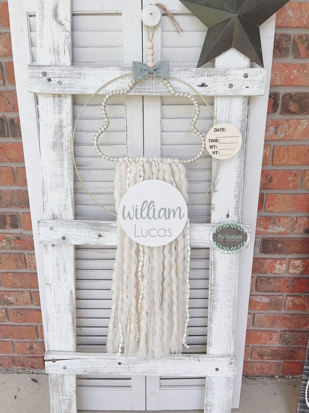 Hoop Hospital Door Hanger With Birth Stats Clip / Baby Name Sign / Baby ...