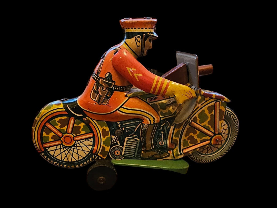 Antique Marx Tin Military Motorcycle Patrolman Toy MINT - Etsy