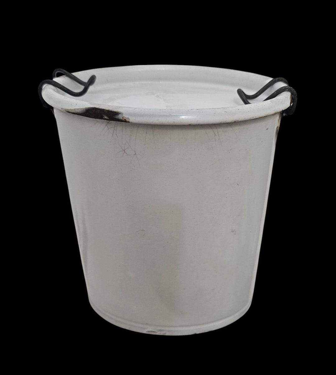 Vintage Antique White Porcelain Food Storage Jar W/ Swords Makers Mark ...