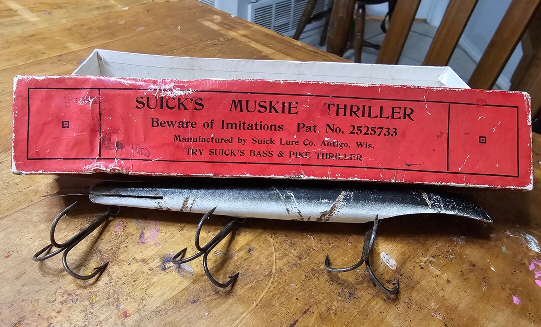 Antique 1940s Suick Wooden Muskie Lure. Wisconsin - Etsy