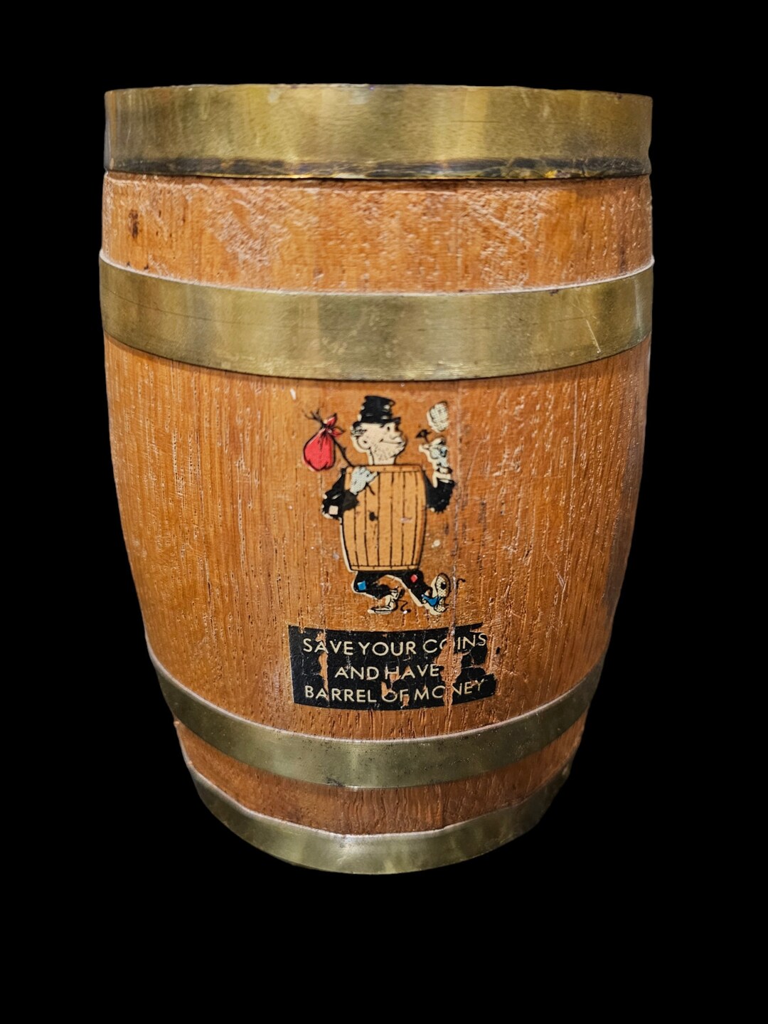 Vintage Wooden Barrel Coin Bank Fort Worth Texas - Etsy