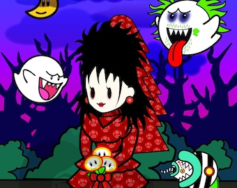 Paper Mario Princess Peach as Lydia From Beetlejuice Adorable Sticker ...