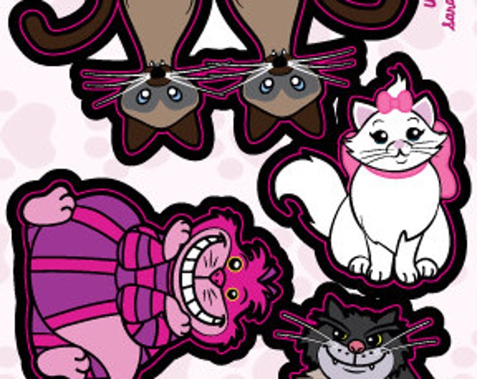 Disney Cat Stickers Lucifer Marie Cheshire Cat Si and Am Animated ...