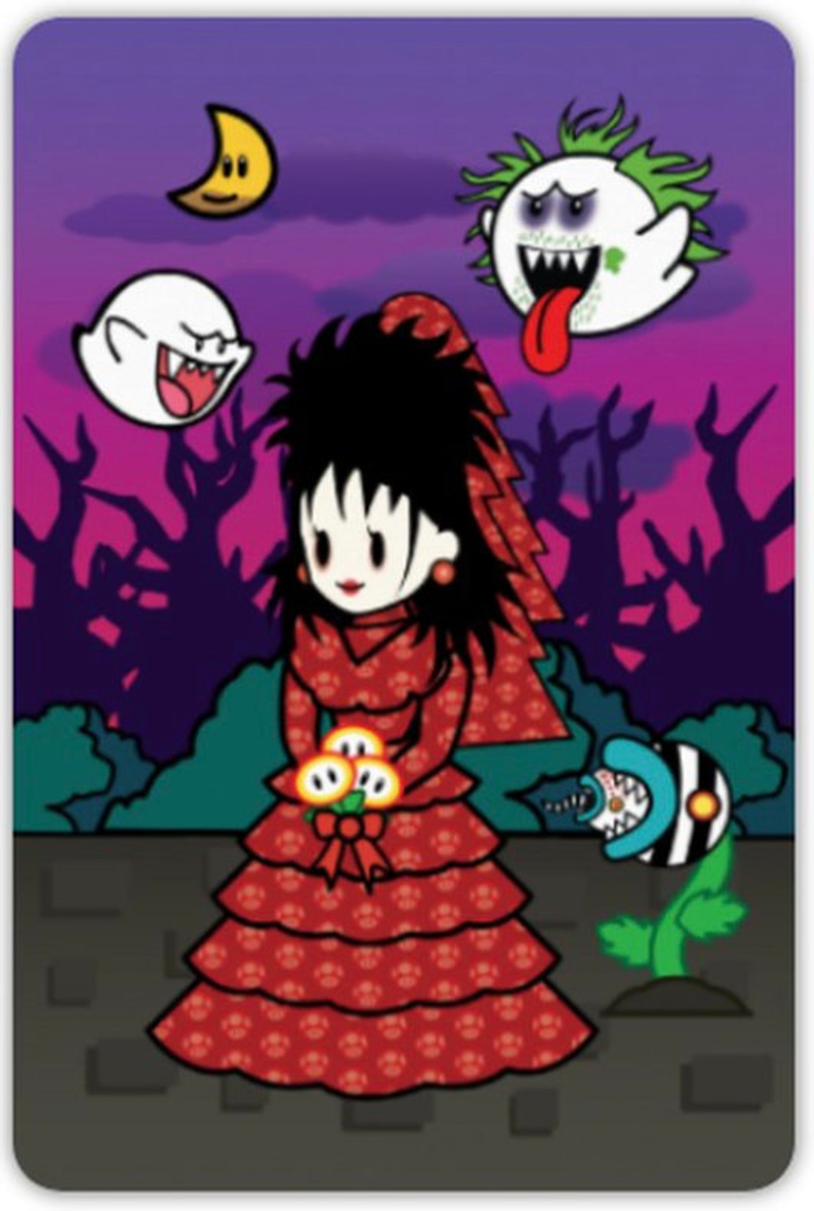 Paper Mario Princess Peach as Lydia From Beetlejuice Adorable Sticker ...