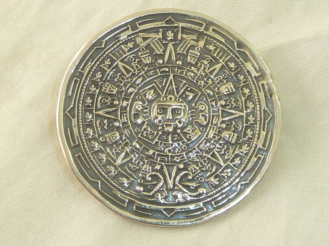 Vintage Sterling Silver Mayan Calendar Pendant Brooch - Etsy