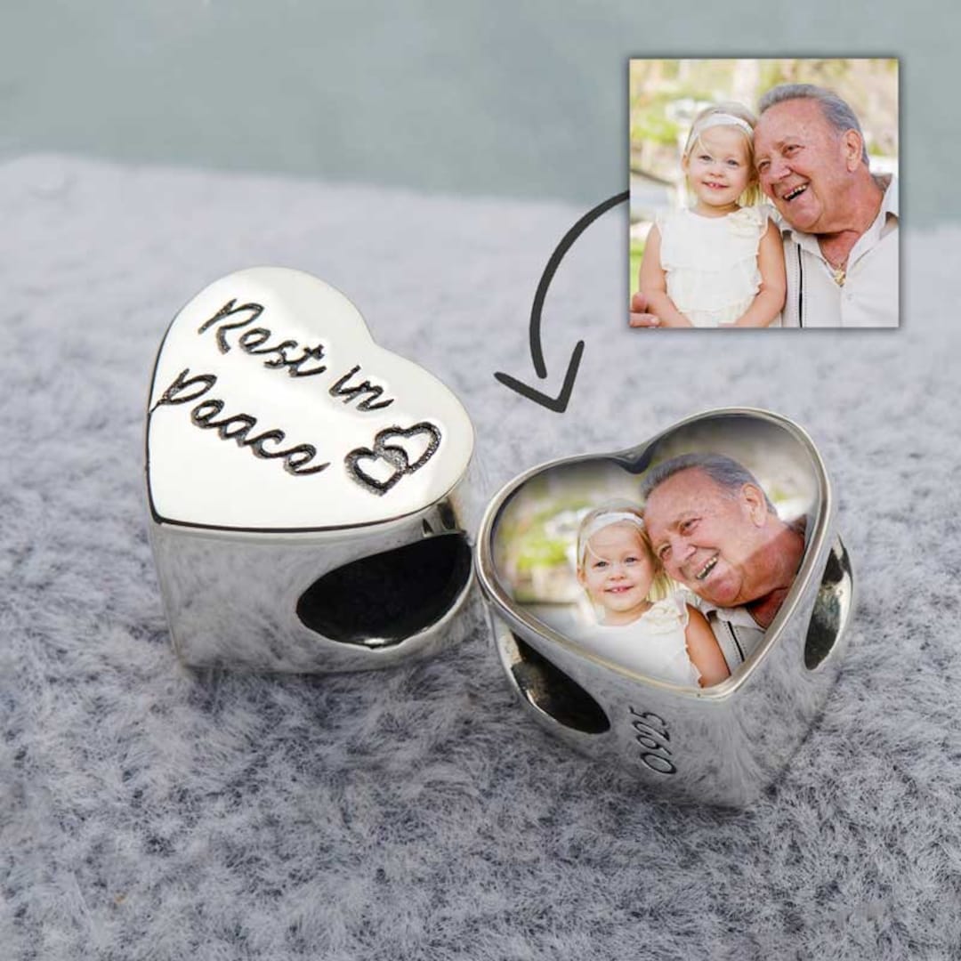 Rest in Peace Heart Photo Charm Pandora Compatible Memorial ...