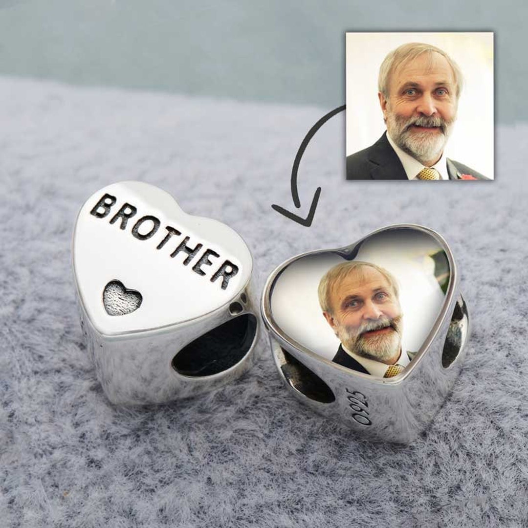 Brother Heart Photo Sterling Silver Charm Pandora Compatible ...